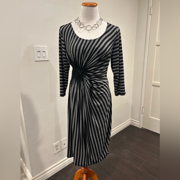 Studio M | Dresses | Studio M Stripped Black And Gray Dress Nwt Size L ...